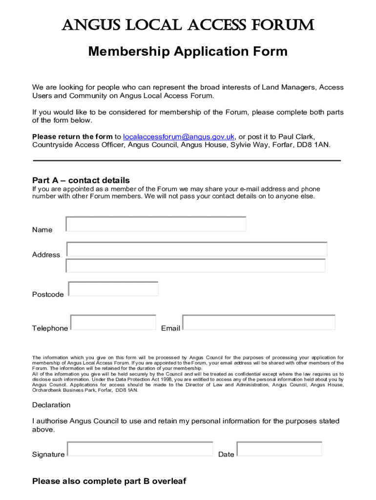 Fillable Online Angus Local Access Forum application form Fax Email ...