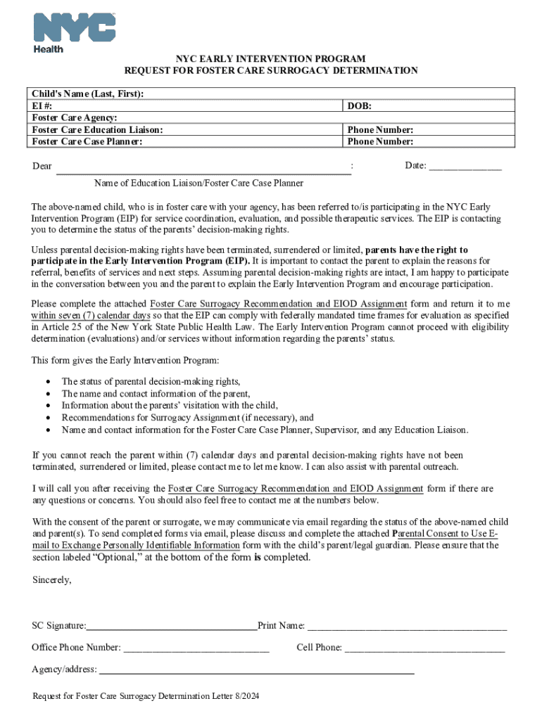 Fillable Online 8.14.24 FORM Request for Foster Care Surrogacy ...
