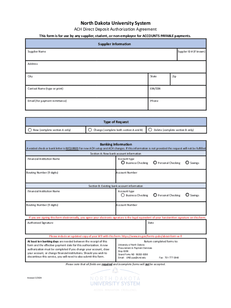 Fillable Online Updated ACH/Direct Deposit Authorization form and ...