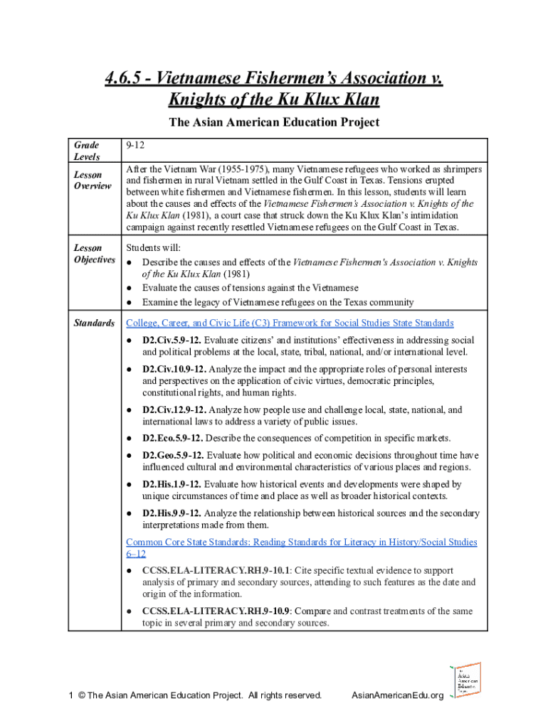 Fillable Online 4.6.5 Vietnamese Fishermens Association v. Knights of ...