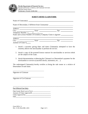 Surety Bond Claim Doc Template | pdfFiller