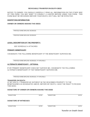 Revocable Transfer on Death Deed Doc Template | pdfFiller