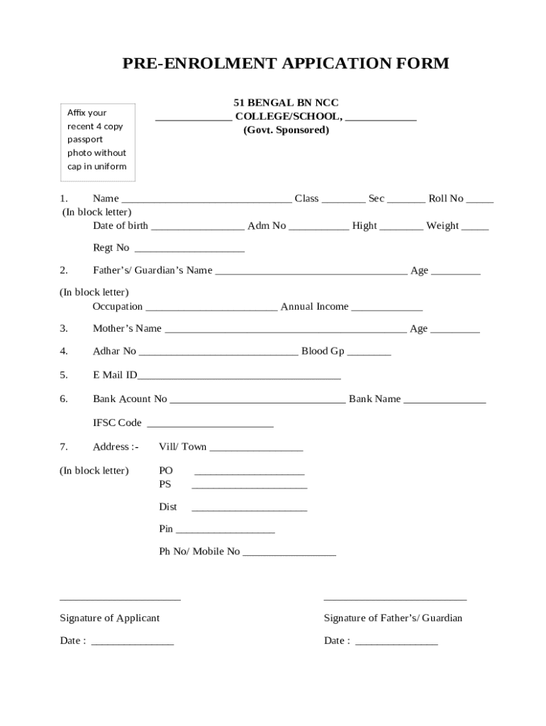 51 bengal bn ncc, purulia application for enrollment in * ... Doc ...