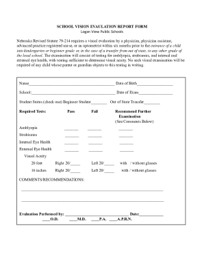 Fillable Online School Vision Evaluation Report Form 2023 - Logan View ...