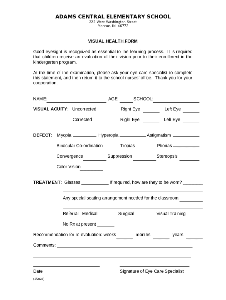Visual Health Doc Template | pdfFiller