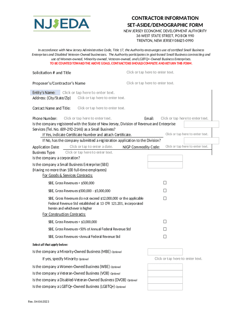 Set-aside/demographic Doc Template | pdfFiller