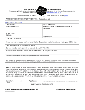 Application for Employment Doc Template | pdfFiller