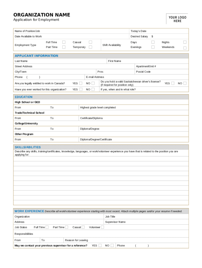 Job Application Doc Template | pdfFiller