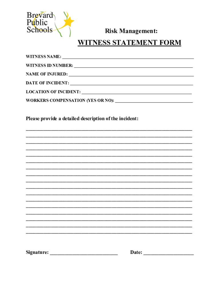 Fillable Online Witness Statement Form for Incident Reporting 2023 Fax Email Print - pdfFiller