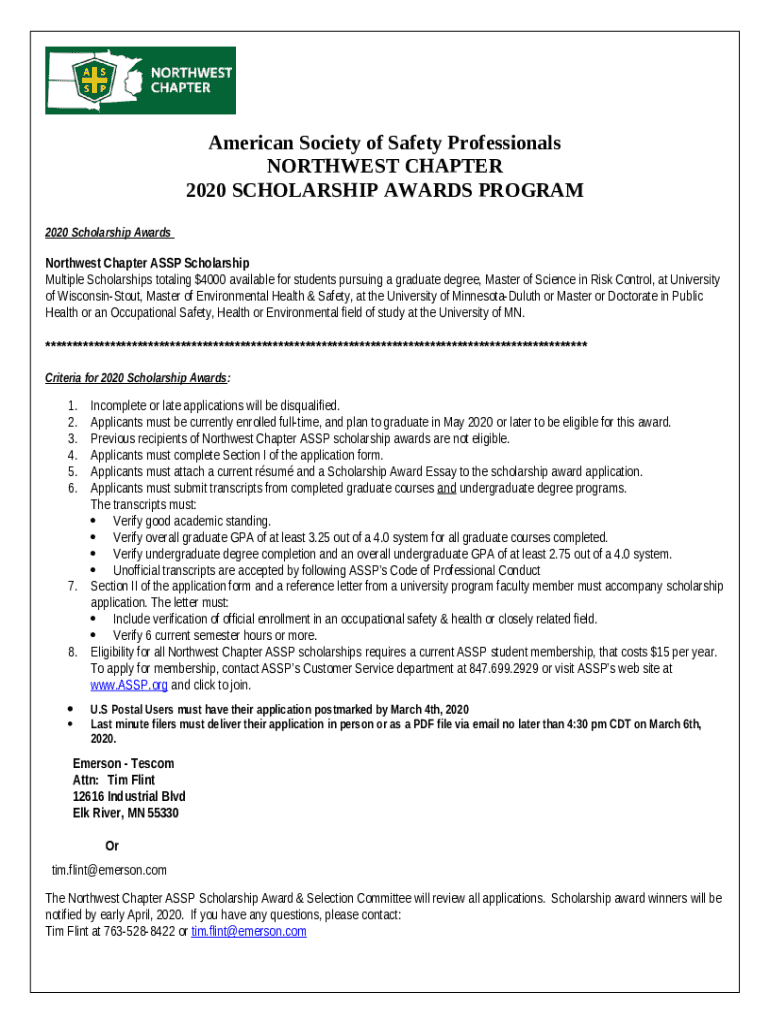 2020 Scholarship Awards Program Doc Template | pdfFiller