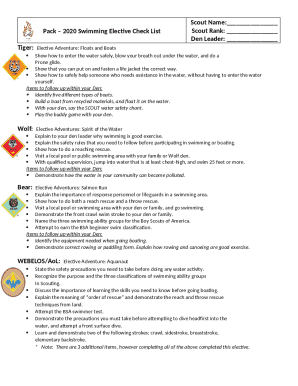 Cub Scout Aquatics Program Leader Resource Sheet Doc Template | pdfFiller