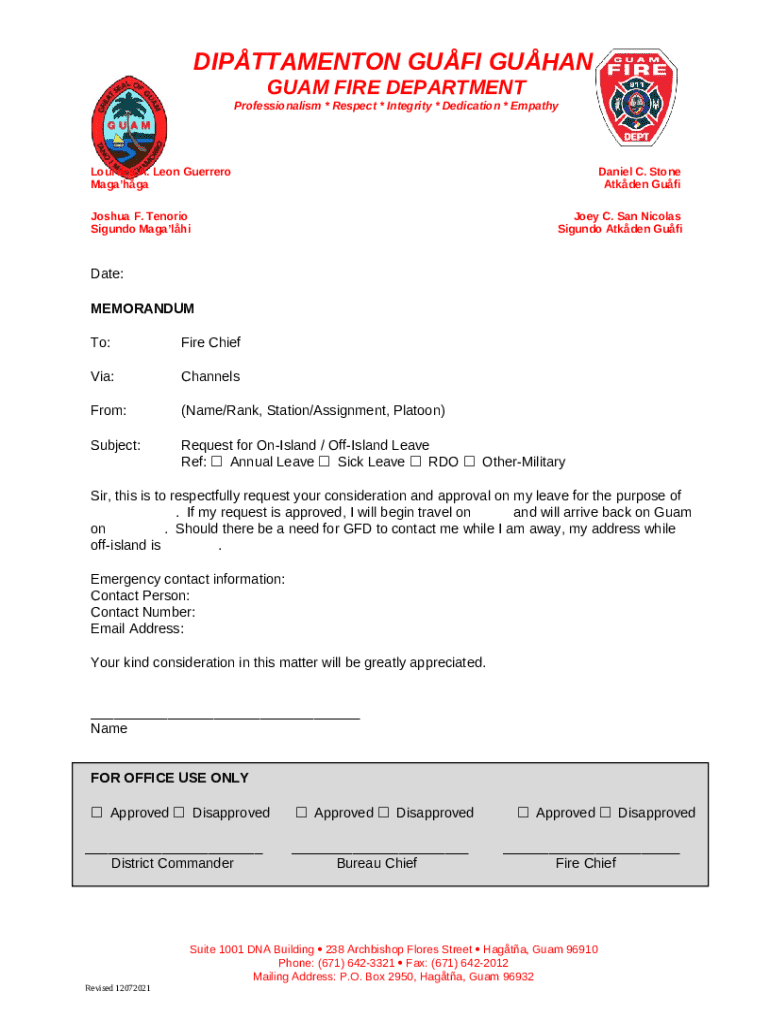 Leave Request Memo Doc Template | pdfFiller