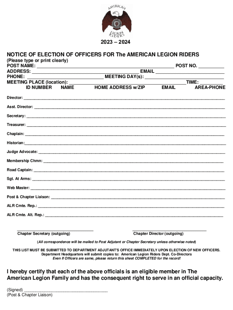Fillable Online AMERICAN LEGION RIDERS - Department of Pennsylvania Fax ...