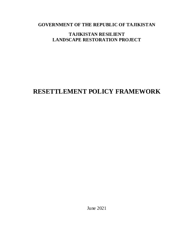 Resettlement Policy Framework Doc Template | pdfFiller