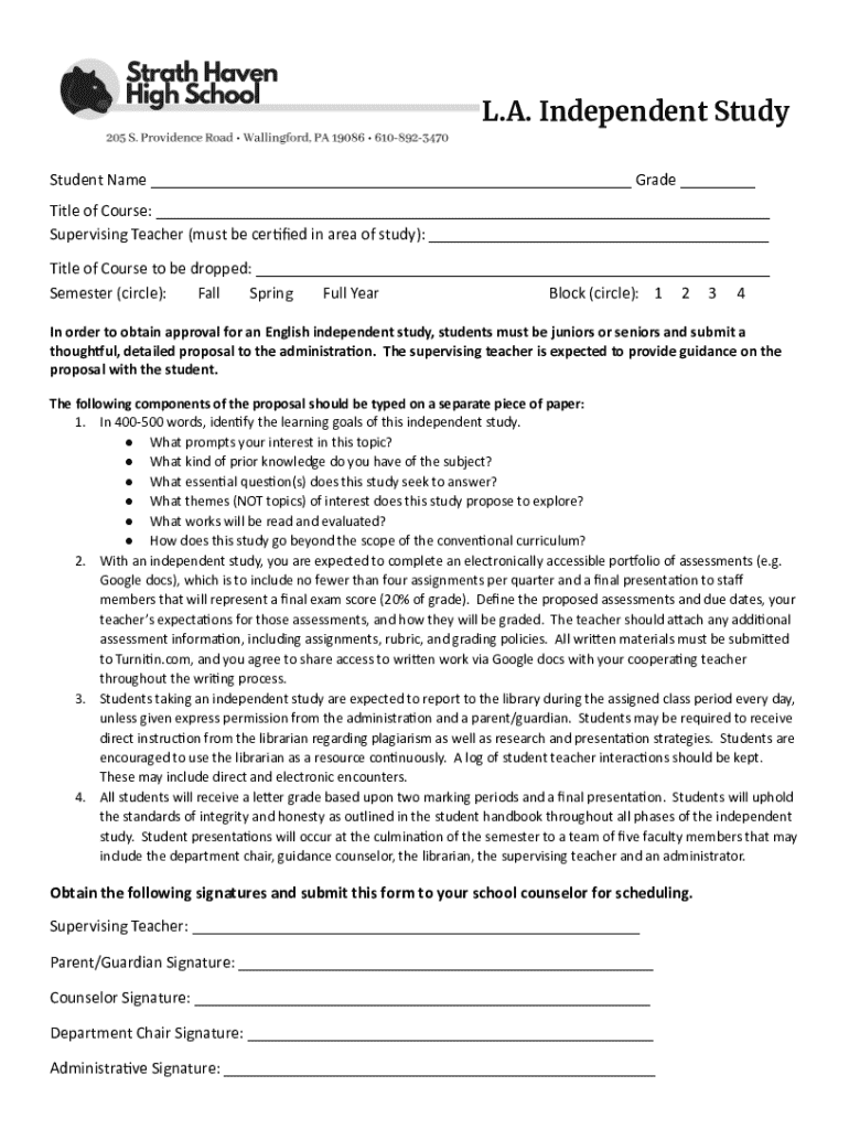 Fillable Online L.A. Independent Study Contract Fillable.docx - Google Docs Fax Email Print ...