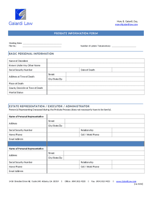 Probate Ination Doc Template | pdfFiller