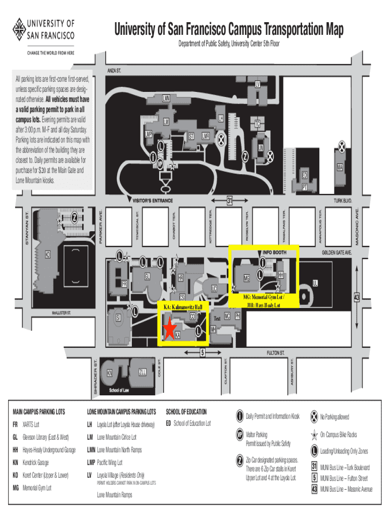 Fillable Online Usf Campus Transportation Map 2023: Parking Information & Guidelines Fax Email ...