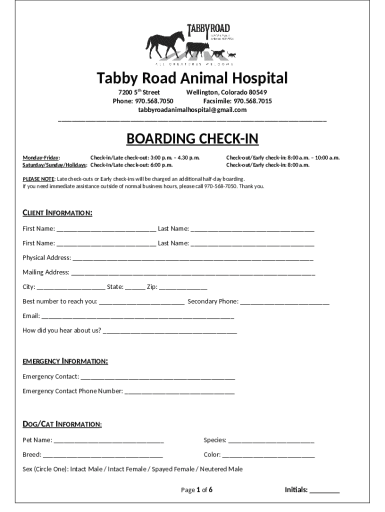 Boarding Check-in Doc Template | pdfFiller
