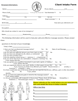 Personal Ination:Client Intake Doc Template | pdfFiller
