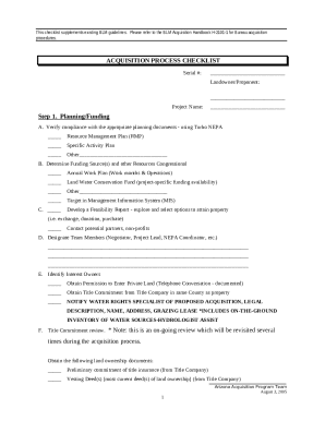 Acquisition Process Checklist Doc Template | pdfFiller