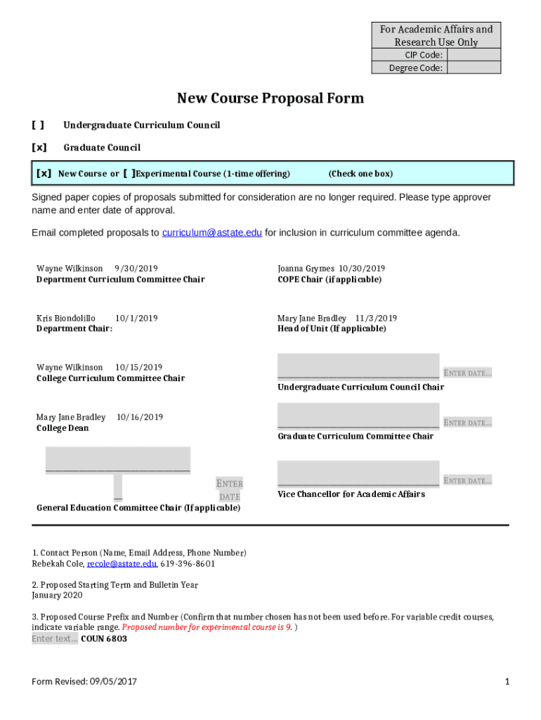 New Course Proposal Doc Template | pdfFiller