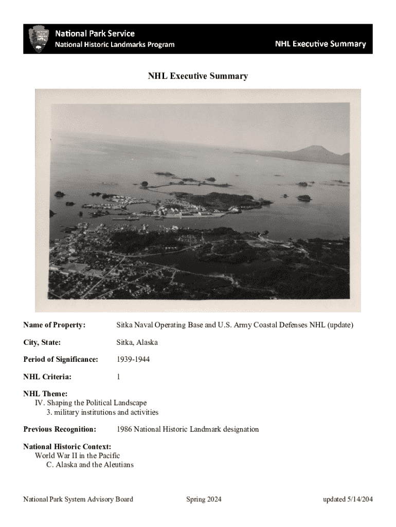 Fillable Online 2024 Update on Sitka Naval Operating Base and U.s. Army ...