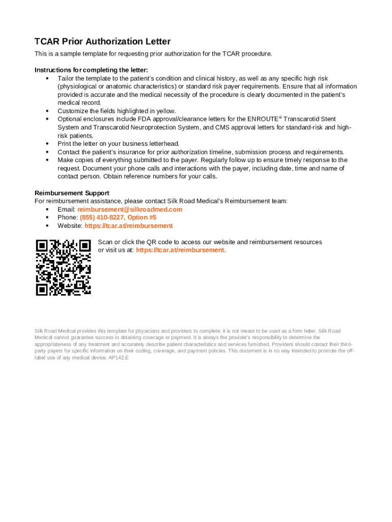 Tcar Prior Authorization Letter Doc Template | pdfFiller