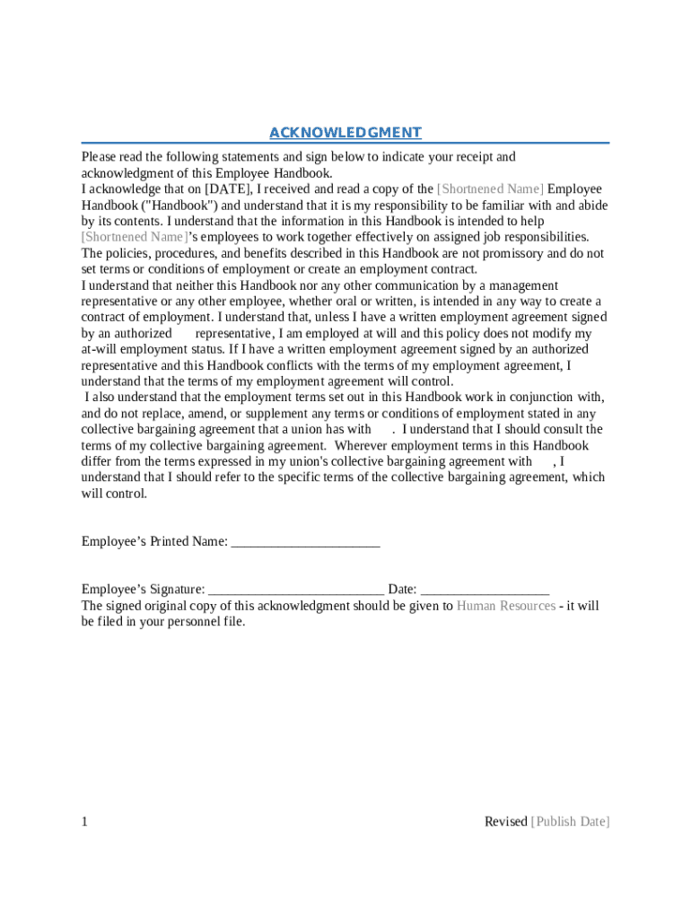 Receipt & Acknowledgement of the City of Whiting Personnel Policy ...
