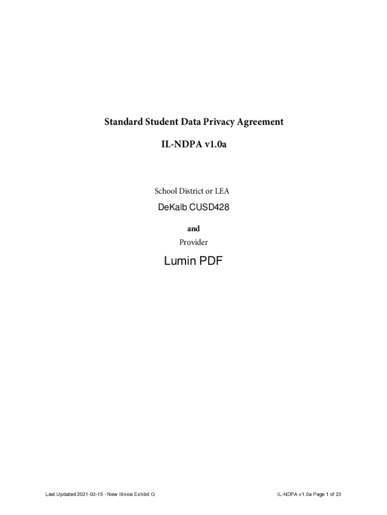 Fillable Online Illinois Student Data Privacy Agreement 2021 | Dekalb ...