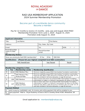 Rad Usa Membership Application Doc Template | pdfFiller