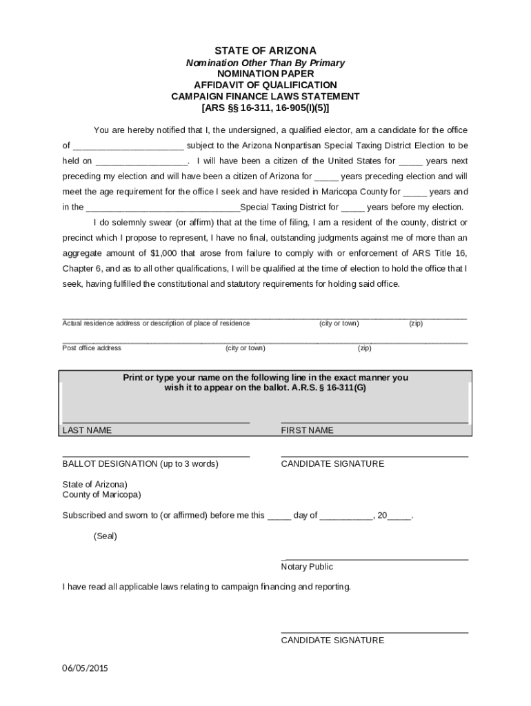 COCONINO COUNTY Nonpartisan Candidate AFFIDAVIT ... Doc Template ...