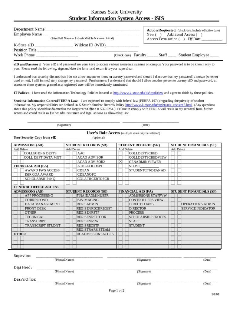 Student Ination System Access - Isis Doc Template | pdfFiller