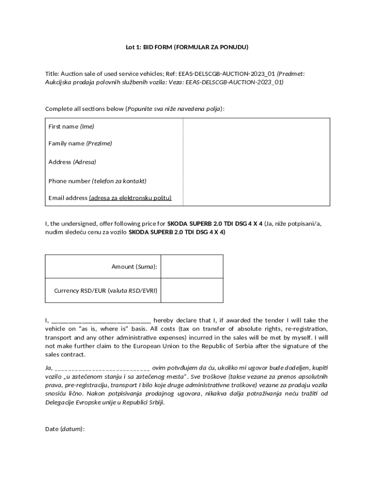 Bid Doc Template | pdfFiller