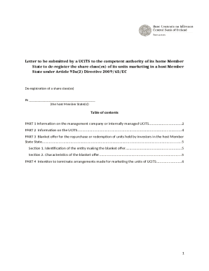 Share class de-registration Letter Template Doc Template | pdfFiller