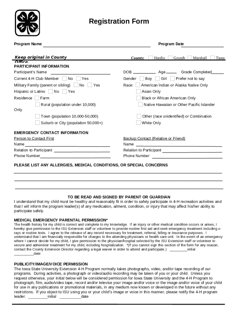 Registration Doc Template | pdfFiller