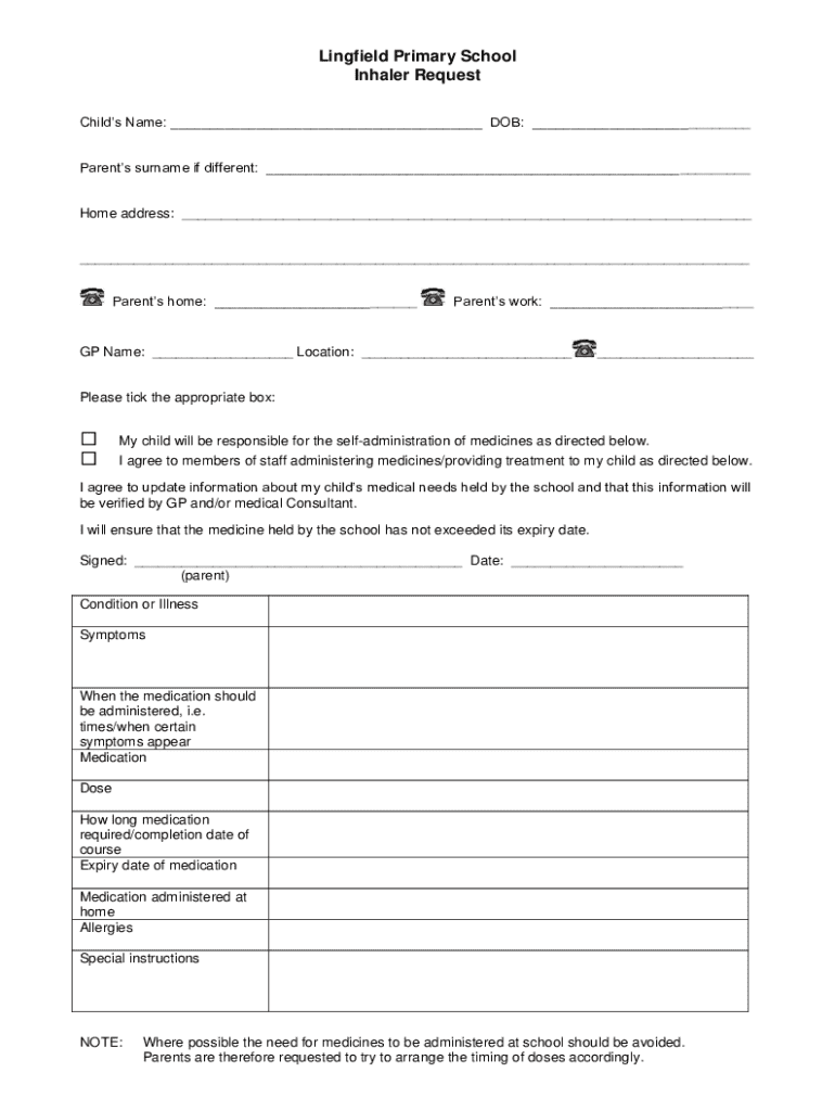 Fillable Online Pupil-Inhaler-Request-Form.pdf Fax Email Print - pdfFiller