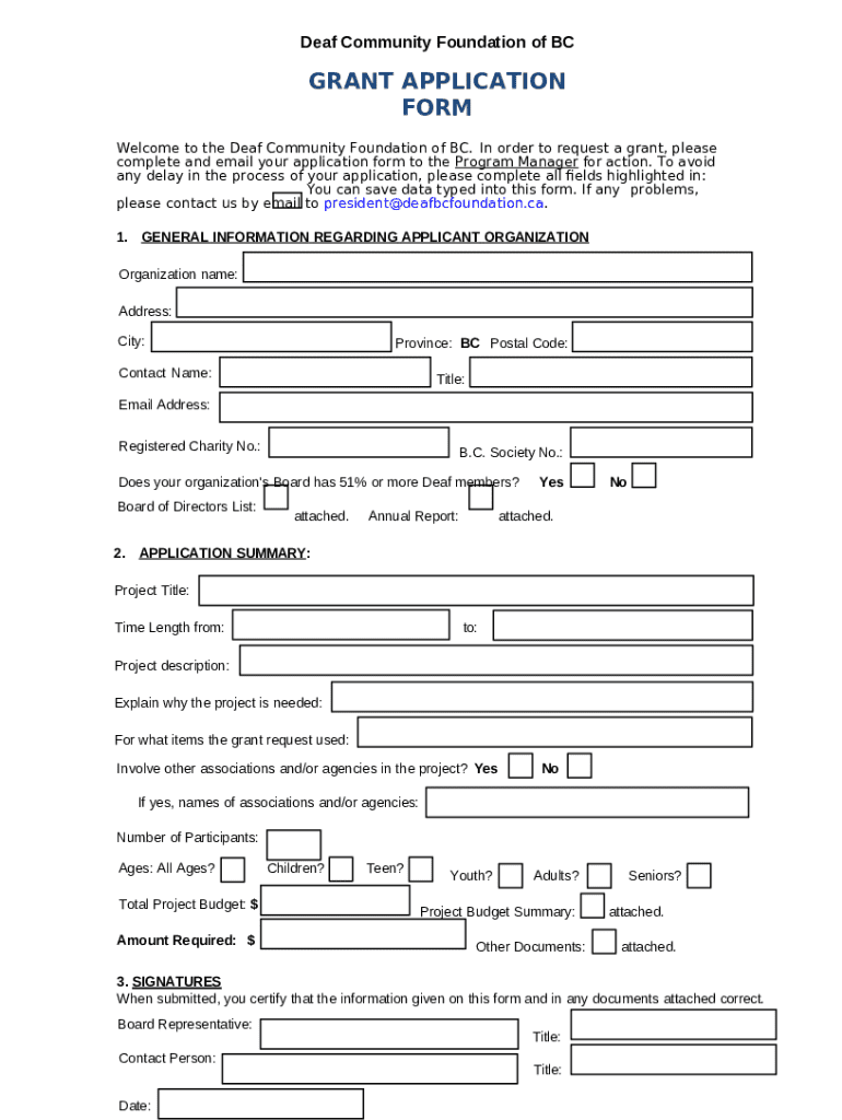 Grant Application Doc Template | pdfFiller