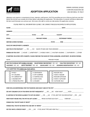 Adoption Application Doc Template | pdfFiller