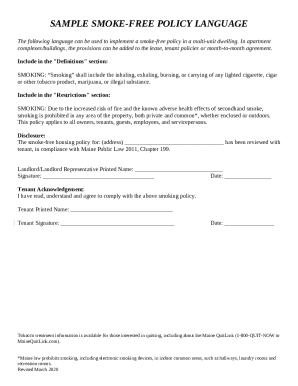 Sample Smoke-free Policy Doc Template | pdfFiller