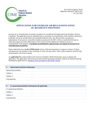 Application for Increase or Reclassification of Residency Positions Doc ...