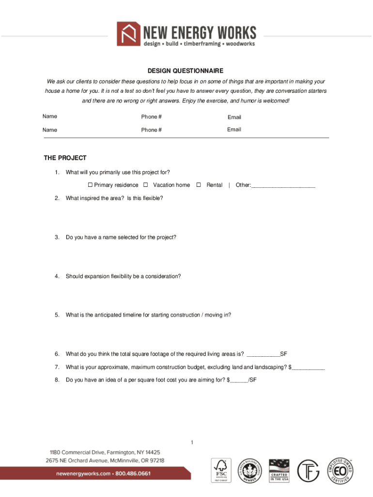 Fillable Online Real Estate Client Questionnaire Template (FREE Fax ...