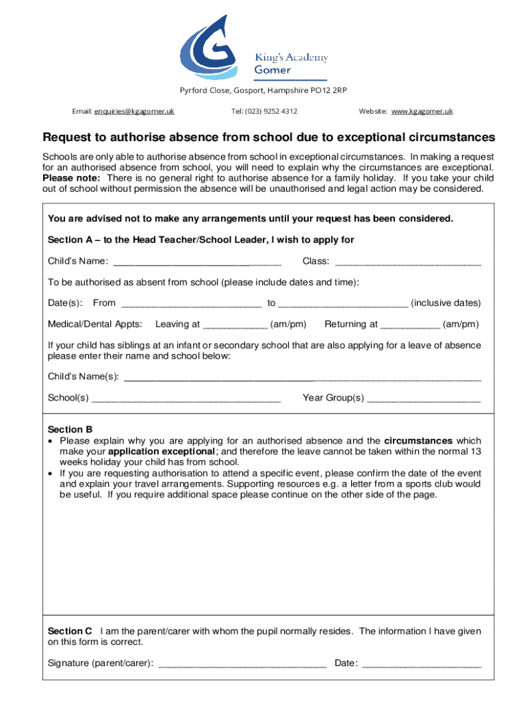 Fillable Online ABSENCE-REQUEST-FORM.pdf Fax Email Print - pdfFiller