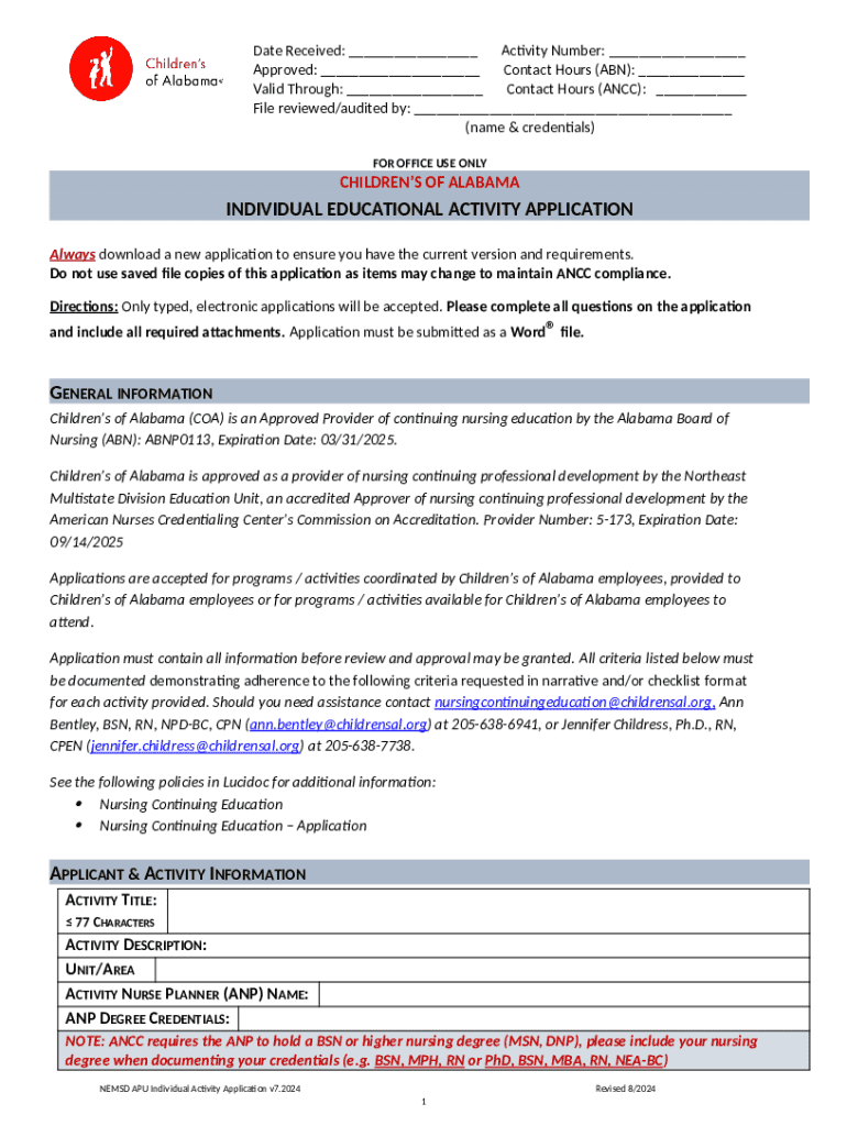 Application for Continued Continuing Education Approval ... Doc Template | pdfFiller