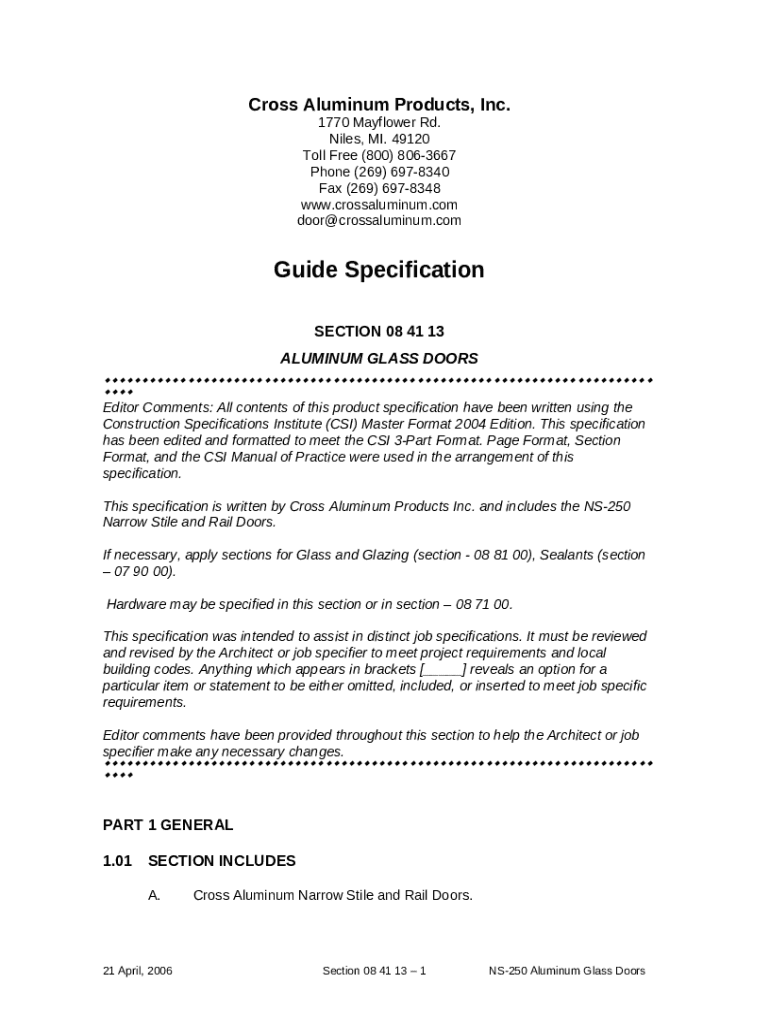 Guide Specification Doc Template | pdfFiller