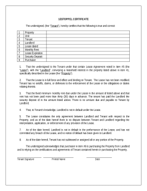 Estoppel Certificate Doc Template | pdfFiller