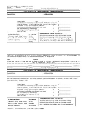 Calculation of the Amount of Exempt Earnings Worksheet Doc Template ...