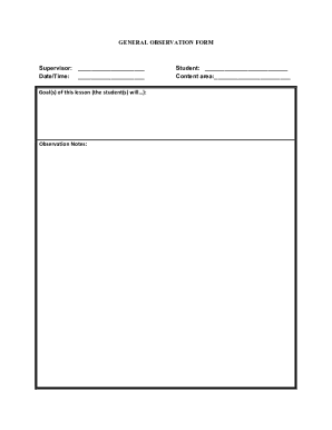 Fillable Online General Observation Form 2023 - Goals and Assessment ...