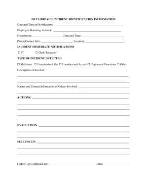 Fillable Online Data Breach Incident Identification Information 2023 ...