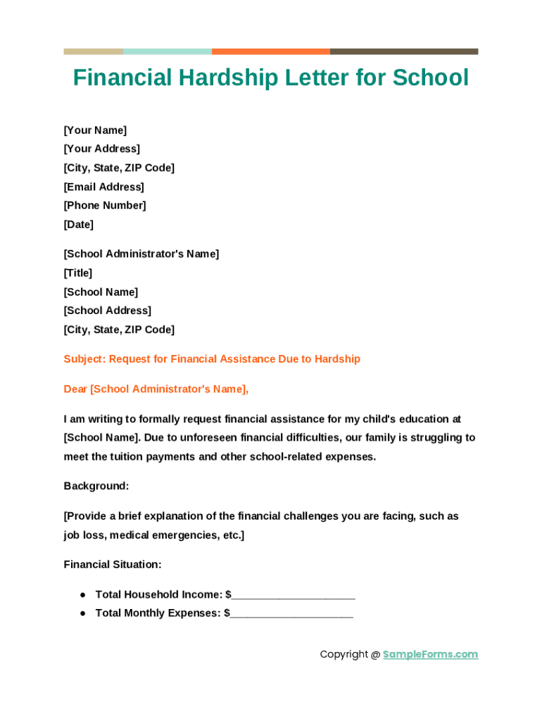 What is the proper way to request a financial hardship letter? Doc Template | pdfFiller