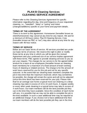 Cleaning Service Agreement Doc Template | pdfFiller